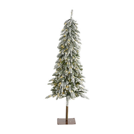 Click here for Nearly Natural Flocked 5 1/2 Foot Pre-Lit Christma... prices