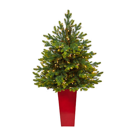 Click here for Nearly Natural In Red Planter 4 Foot Pre-Lit Fir C... prices
