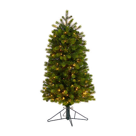 Click here for Nearly Natural Slim Faux 4 Foot Pre-Lit Spruce Chr... prices