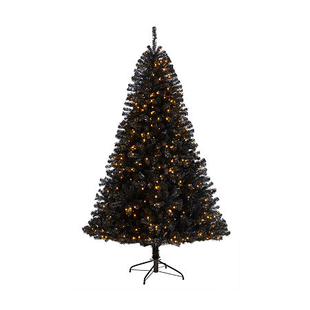 Click here for Nearly Natural Black Faux 7 Foot Pre-Lit Christmas... prices