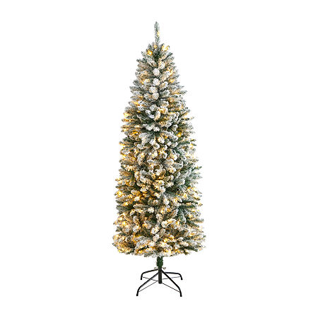 Click here for Nearly Natural Slim Flocked Faux 6 Foot Pre-Lit Fi... prices