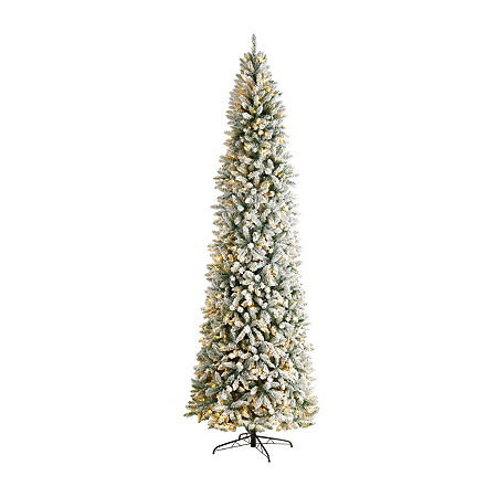 Click here for Nearly Natural Slim Flocked Faux 10 Foot Pre-Lit F... prices