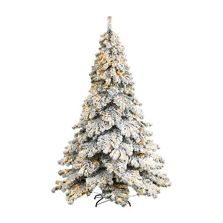 Click here for Nearly Natural Flocked Faux 7 Foot Pre-Lit Fir Chr... prices