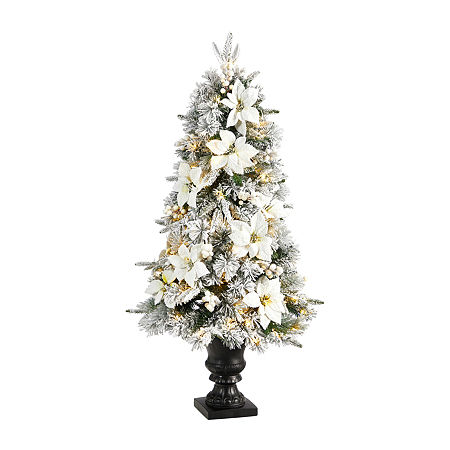 Click here for Nearly Natural Flocked Faux 4 Foot Pre-Lit Christm... prices
