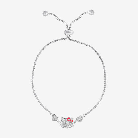 Click here for Womens Crystal Bow Heart Hello Kitty Bolo Bracelet... prices
