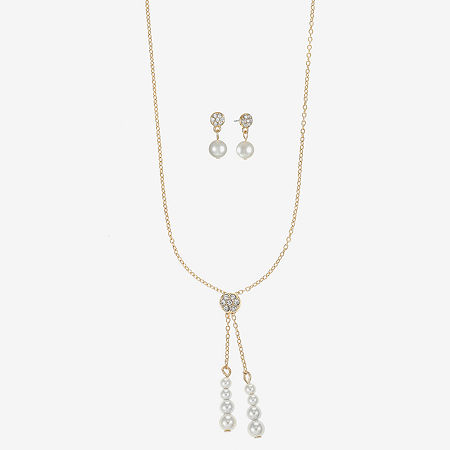 Click here for Liz Claiborne Gold Tone Y Necklace And Drop Earrin... prices