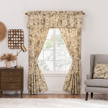 Rose Tree Bird Paradise Tailored Valance  80x17 - Sepia