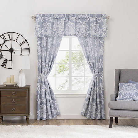 Rose tree Floral Damask Tailored Window Valance  80x17 - Periwinkle