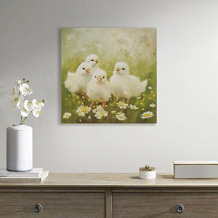 Madison Park Sunshine Animals Chicks Canvas Wall Art - Medium Gre