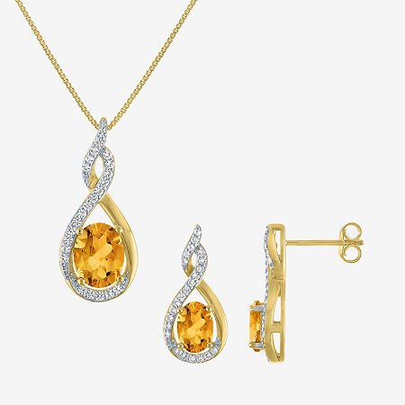 Click here for Gemstone 14K Gold Over Silver 2-pc. Oval Jewelry S... prices