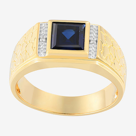 Click here for Mens Diamond Accent Lab Created Blue Sapphire Ster... prices