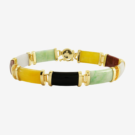 Click here for Multi-Color Jade Bracelet 14K/Sterling Silver  One... prices