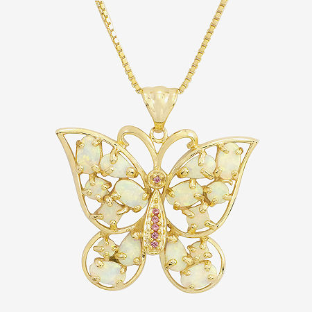 Click here for Lab-Created Opal and Pink Sapphire Butterfly Penda... prices