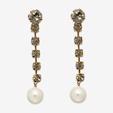Click here for Bijoux Bar Linear Womens Simulated Pearl Drop Earr... prices
