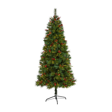 Click here for Nearly Natural Mixed Faux 7 Foot Pre-Lit Pine Chri... prices