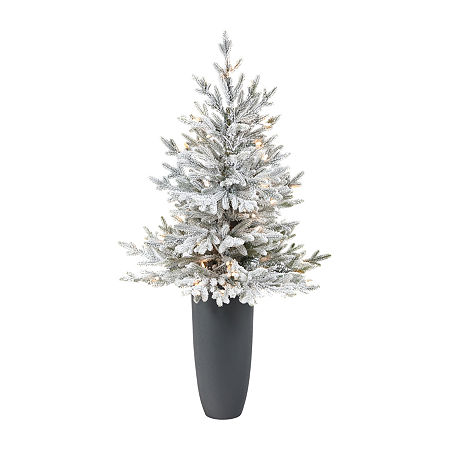 Click here for Nearly Natural Flocked Faux 4 Foot Pre-Lit Fir Chr... prices