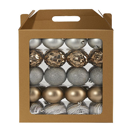 Nearly Natural Holiday Shatterproof  40 Count Christmas Tree Ornament Box Set - Silver