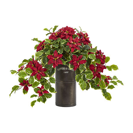 Click here for Nearly Natural 21in. Faux Poinsettia Holly Plant R... prices