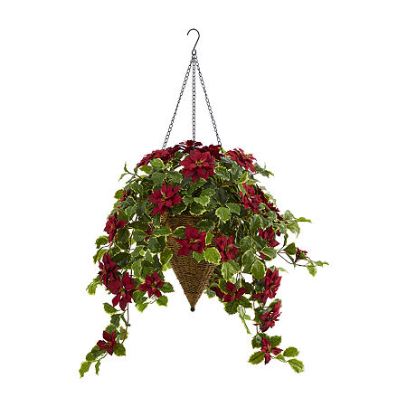 Click here for Nearly Natural 42in. Faux Poinsettia Holly Plant R... prices