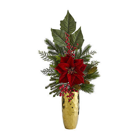 Click here for Nearly Natural Faux Poinsettia Berry Pine Pinecone... prices