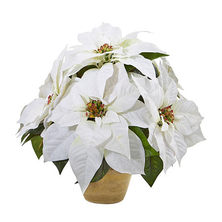 Click here for Nearly Natural Poinsettia Ceramic Vase Christmas T... prices