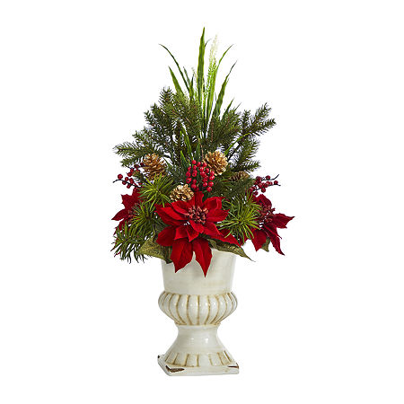 Click here for Nearly Natural Poinsettia Grass Arrangement Christ... prices