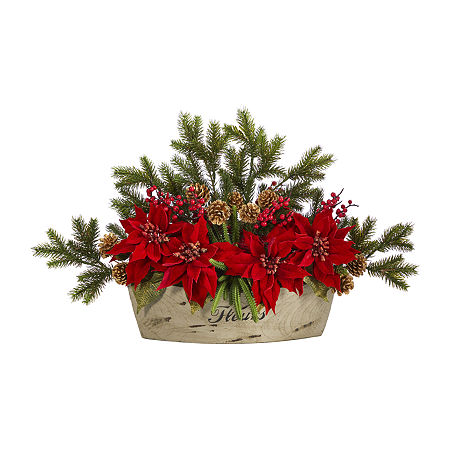 Click here for Nearly Natural Poinsettia Pine Arrangement Christm... prices
