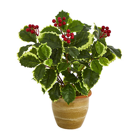 Click here for Nearly Natural 14in. Faux Holly Leaf Plant Green C... prices