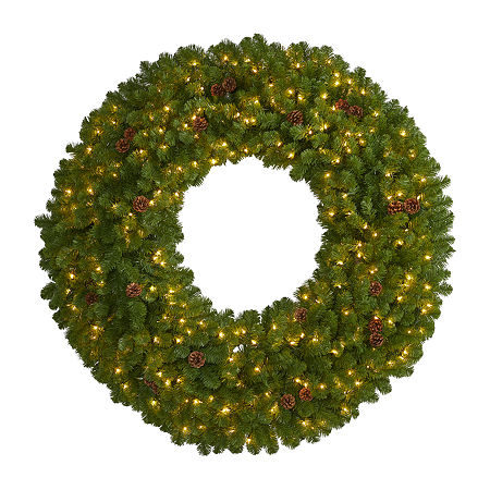 Click here for Nearly Natural Giant Faux Pre-Lit Wreath  One Size... prices