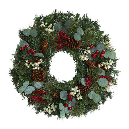 Click here for Nearly Natural Pine Artificial Wreath  One Size  G... prices