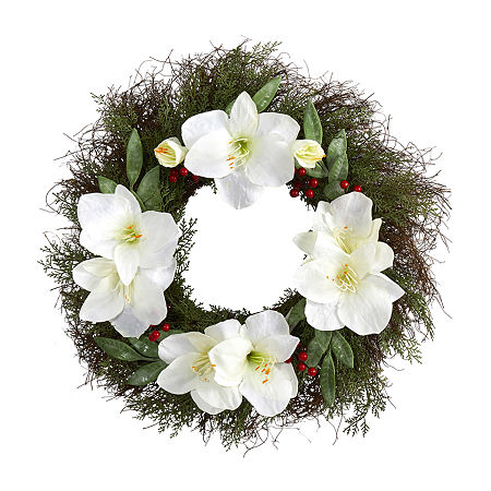 Click here for Nearly Natural Artificial Cedar Wreath  One Size... prices
