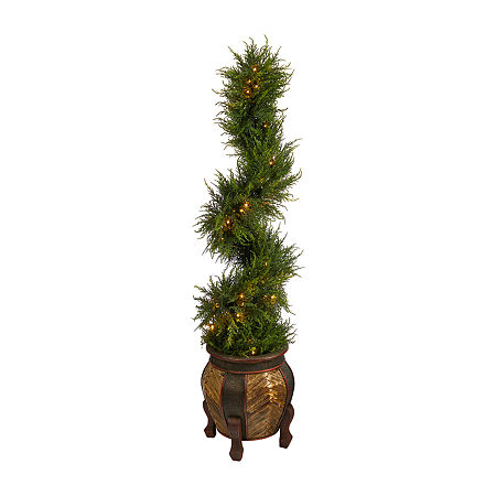 Click here for Nearly Natural Spiral Cypress 4 1/2 Foot Pre-Lit C... prices