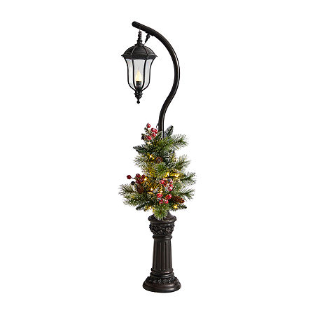 Click here for Nearly Natural 5ft. Decorated Lamp Post Faux Green... prices