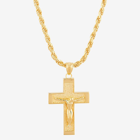 Click here for 18K Gold Over Silver Crucifix Pendant Necklace  On... prices