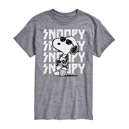 Hybrid Apparel Snoopy Rock Name Repeat Mens Short Sleeve Tee - Athletic Heather