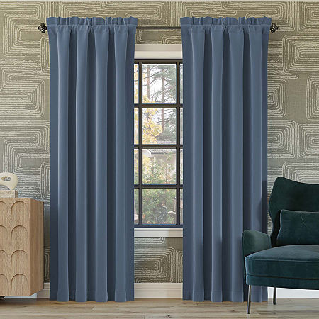 Oslo Theater Grade Extreme 100 Blackout Rod Pocket Curtain Panel - Denim blue