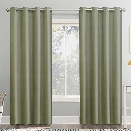 Duran Thermal Insulated 100 Blackout Grommet Curtain Panel - Sage green