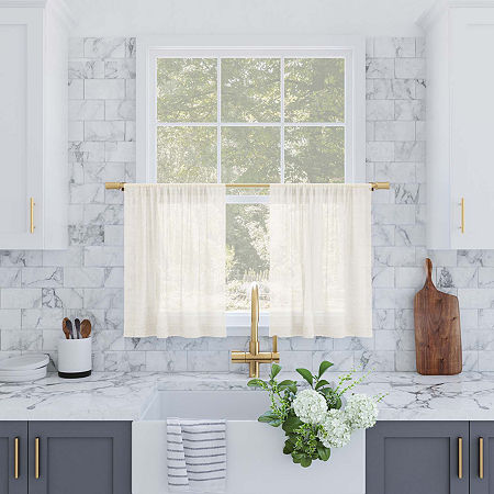 Click here for Slub Textured Linen Blend Cafe Curtain Pair - Ivor... prices
