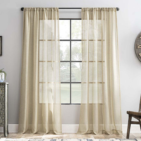 Slub Textured Linen Blend Curtain - Sand