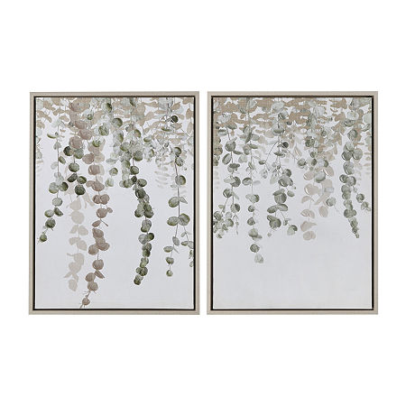 Ink+Ivy Botanical Waterfall Eucalyptus 2-Pc. Framed Canvas Wall Decor Set - Green