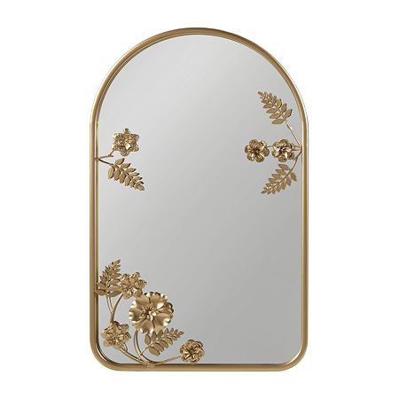 Madison Park Adaline 16 x 26 x 2 Arched Metal Floral Wall Mirror - Gold