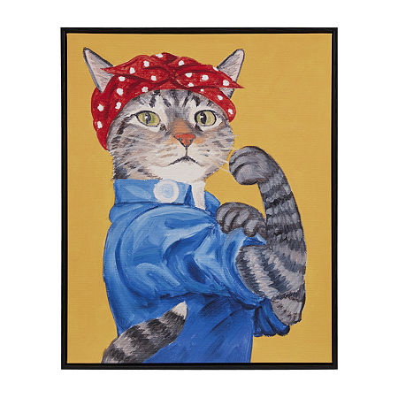 Madison Park Pet Portrait Rosie The Feline Framed Canvas Wall Art - Open Misce