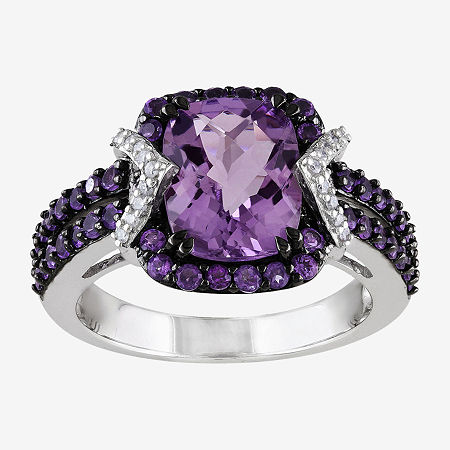 Click here for Genuine Amethyst and 1/10 CT. T.W. Diamond Sterlin... prices