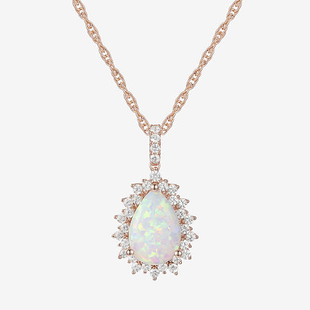 Click here for Womens Lab Created White Opal 14K Rose Gold Over S... prices
