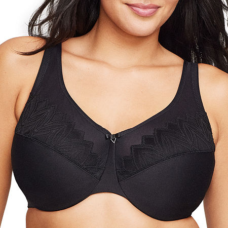 Glamorise Full Figure Plus Size Wonder Wire Minimizer Underwire Bra  9003 - Black