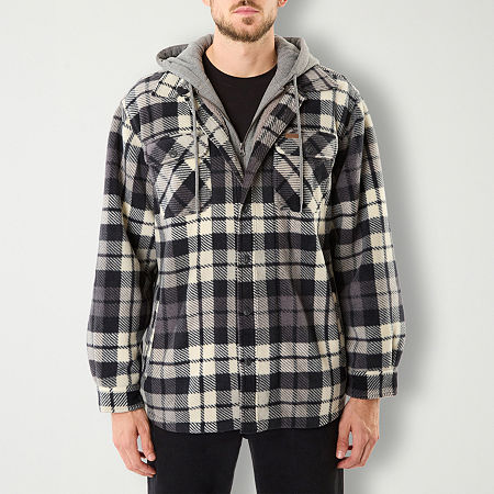 Smiths Workwear Sherpa Microfleece Mens Hooded Lined Shirt Jacket  X-large  Gray