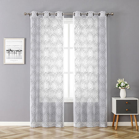 Click here for Regal Home Willa Grommet Top Embroidered Sheer Set... prices