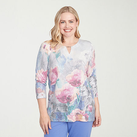 Click here for Alfred Dunner Casual Vibe Womens Split Crew Neck 3... prices