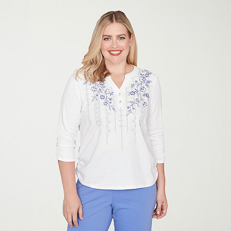 Click here for Alfred Dunner Casual Vibe Womens Split Crew Neck 3... prices