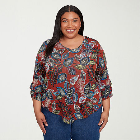 Click here for Alfred Dunner Sunset Canyon Womens Plus V Neck 3/4... prices